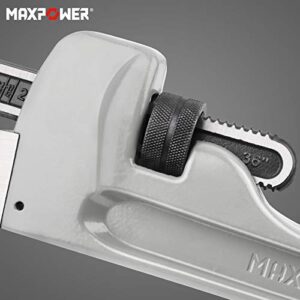 MAXPOWER 36-inch Pipe Wrench, Heavy Duty Straight Pipe Wrench Aluminum Plumber Wrench