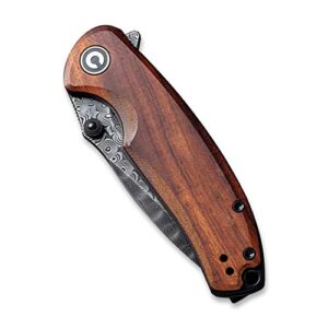 CIVIVI Pintail Flipper Pocket Knife for EDC, Liner Lock Knife 2.97'' Damascus Blade Cuibourtia Wood Handle C2020DS-2