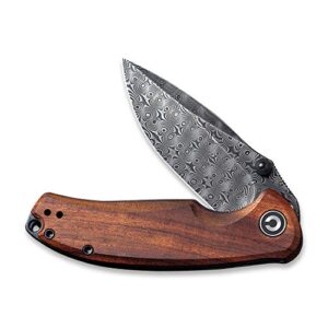 CIVIVI Pintail Flipper Pocket Knife for EDC, Liner Lock Knife 2.97'' Damascus Blade Cuibourtia Wood Handle C2020DS-2