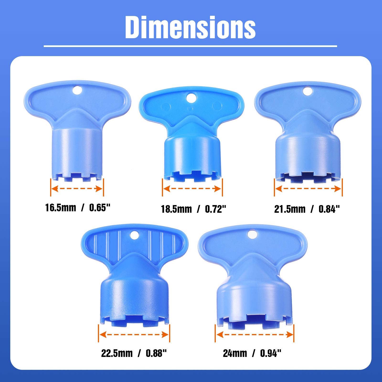 20 Pieces Cache Faucet Aerator Keys Removal Wrench Tool with 4 Loose-leaf Rings, 5 Sizes M16.5, M18.5, M21.5, M22.5, M24