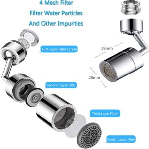 Miweel 2PCS Splash Filter Faucet，720° Faucet Aerator，Faucet Sprayer Attachment with 4-Layer Net Filter, Anti-Splash,Water Oxygen-Enriched Foam