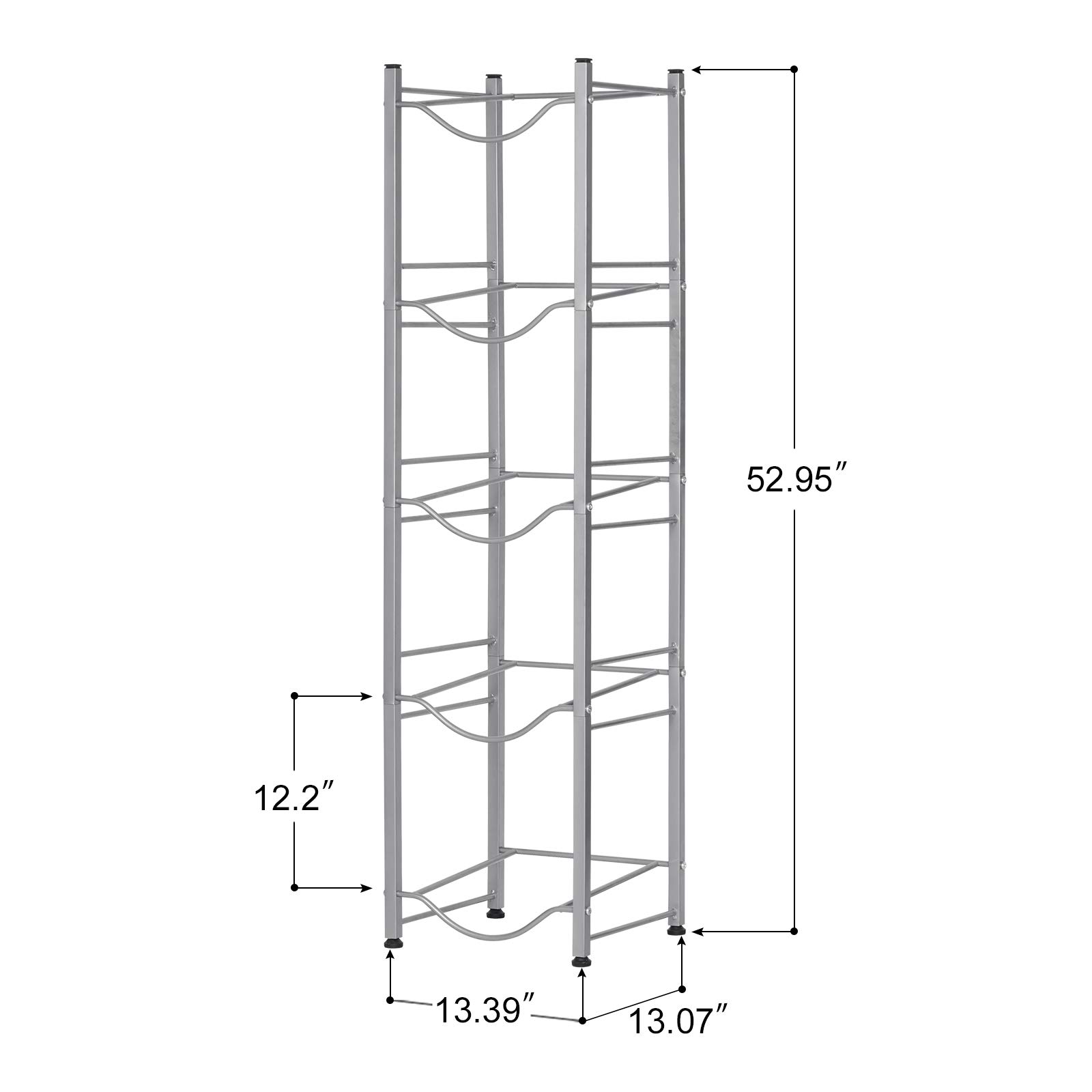 HAITRAL Water Gallon Jug Holder, 5 Tiers Heavy Duty Water Bottle Buddy Display Rack, Silver