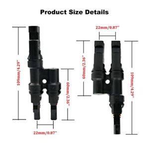 Qnbes 1 Pair Branch Connectors Solar Connectors Y Connector in Pair MMF+FFM for Parallel Connection Between Solar Panels