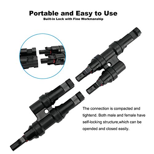 Qnbes 1 Pair Branch Connectors Solar Connectors Y Connector in Pair MMF+FFM for Parallel Connection Between Solar Panels