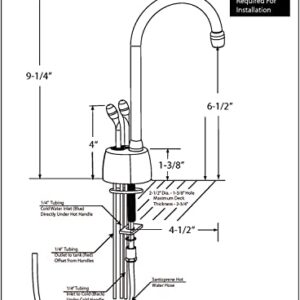 Westbrass DT1F272-62 9" Develosah 2-Handle Instant Hot and Cold Water Dispenser Faucet with HotMaster DigiHot Digital Tank System, Matte Black