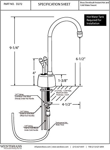 Westbrass DT1F272-62 9" Develosah 2-Handle Instant Hot and Cold Water Dispenser Faucet with HotMaster DigiHot Digital Tank System, Matte Black