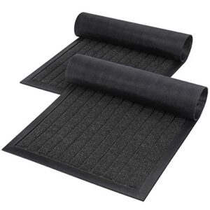 lifewit premium 2 pack indoor mat door mat heavy duty non slip rubber backing doormat entrance low-profile rug trap dirt for front door, entry, garage, patio, high traffic areas, 29.5×16.5 in, grey