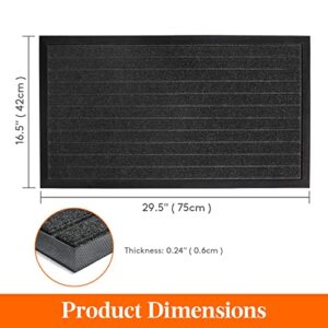 Lifewit Premium 2 Pack Indoor Mat Door Mat Heavy Duty Non Slip Rubber Backing Doormat Entrance Low-Profile Rug Trap Dirt for Front Door, Entry, Garage, Patio, High Traffic Areas, 29.5×16.5 in, Grey