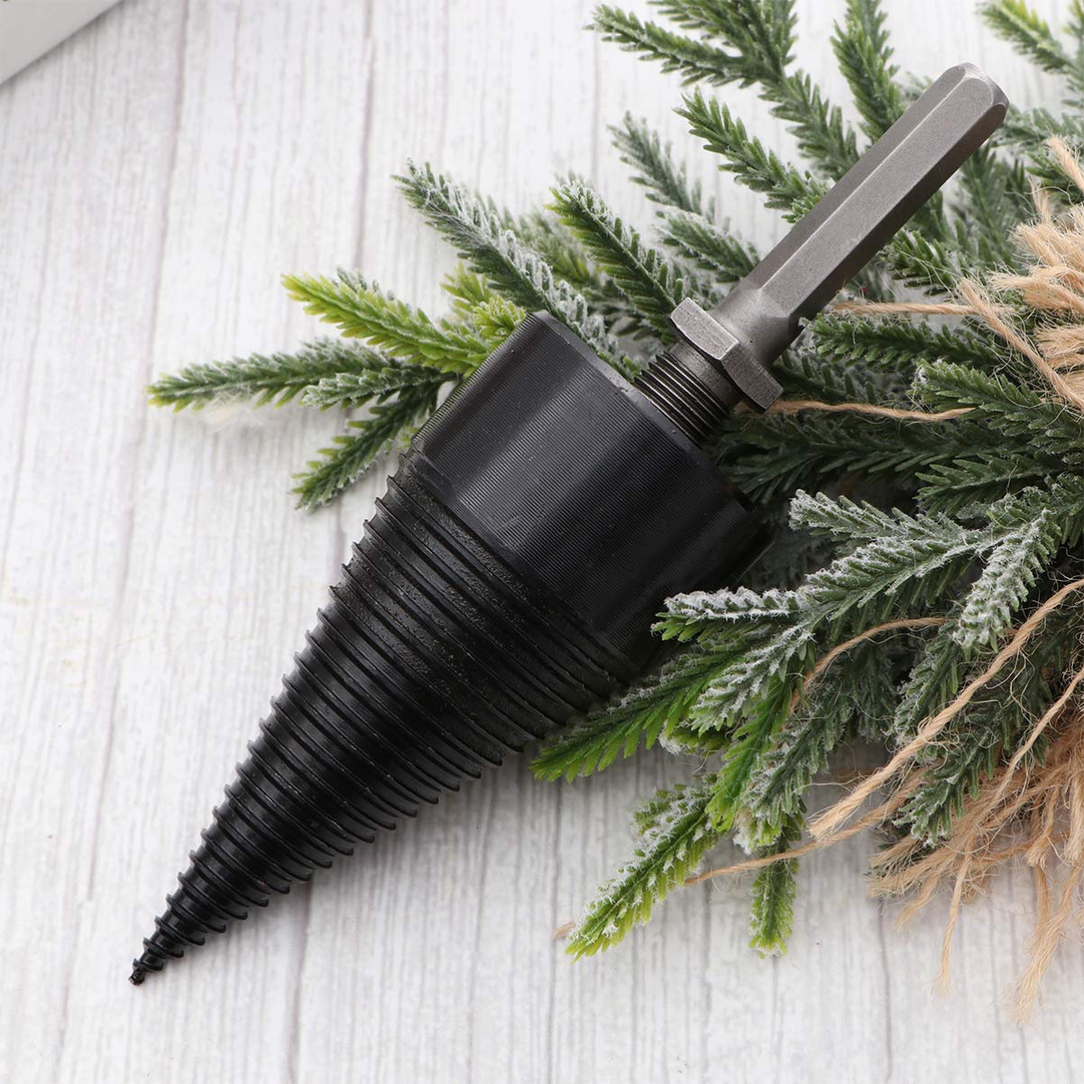 Cabilock Firewood Log Splitter Drill Bit Wood Splitter Cone Drill Bits Heavy Duty Drill Screw Cone Driver for Hand Drill 32mm