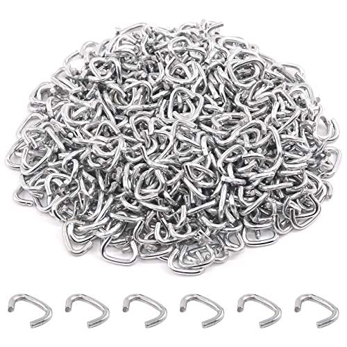 Rustark 1000 Pcs 3/8" Galvanized Hog Rings, Professional Upholstery Hog Rings Set for Furniture,Fencing,Bagging, Railing, Sausage Casing, Meat bags, Shock Cords