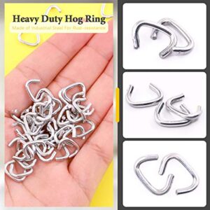 Rustark 1000 Pcs 3/8" Galvanized Hog Rings, Professional Upholstery Hog Rings Set for Furniture,Fencing,Bagging, Railing, Sausage Casing, Meat bags, Shock Cords