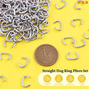 Rustark 1000 Pcs 3/8" Galvanized Hog Rings, Professional Upholstery Hog Rings Set for Furniture,Fencing,Bagging, Railing, Sausage Casing, Meat bags, Shock Cords