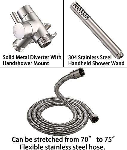 G-Promise All Metal Dual Shower Head Combo | 8" Rainfall Shower Head, Handheld Shower Wand | Smooth 3-way Diverter | with Adjustable Extender - An Upgrade of Shower Experience(Brushed Nickel)