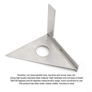 Square Layout Miter Triangular Ruler, Stainless Steel 90° 45° Mitre Angle Measuring Template Tool Carpenter's Layout Ruler Gauge