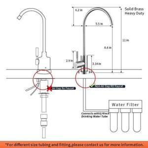 OWOFAN Brushed Kitchen Faucet Including Stainlees Steel Drinking Water Faucet, and Copper Soap Dispenser