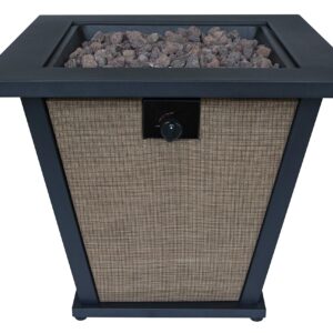 Bond Manufacturing 52137 Brently 28" Square 50,000 BTU Gas Fire Pit Table, Black/Tan