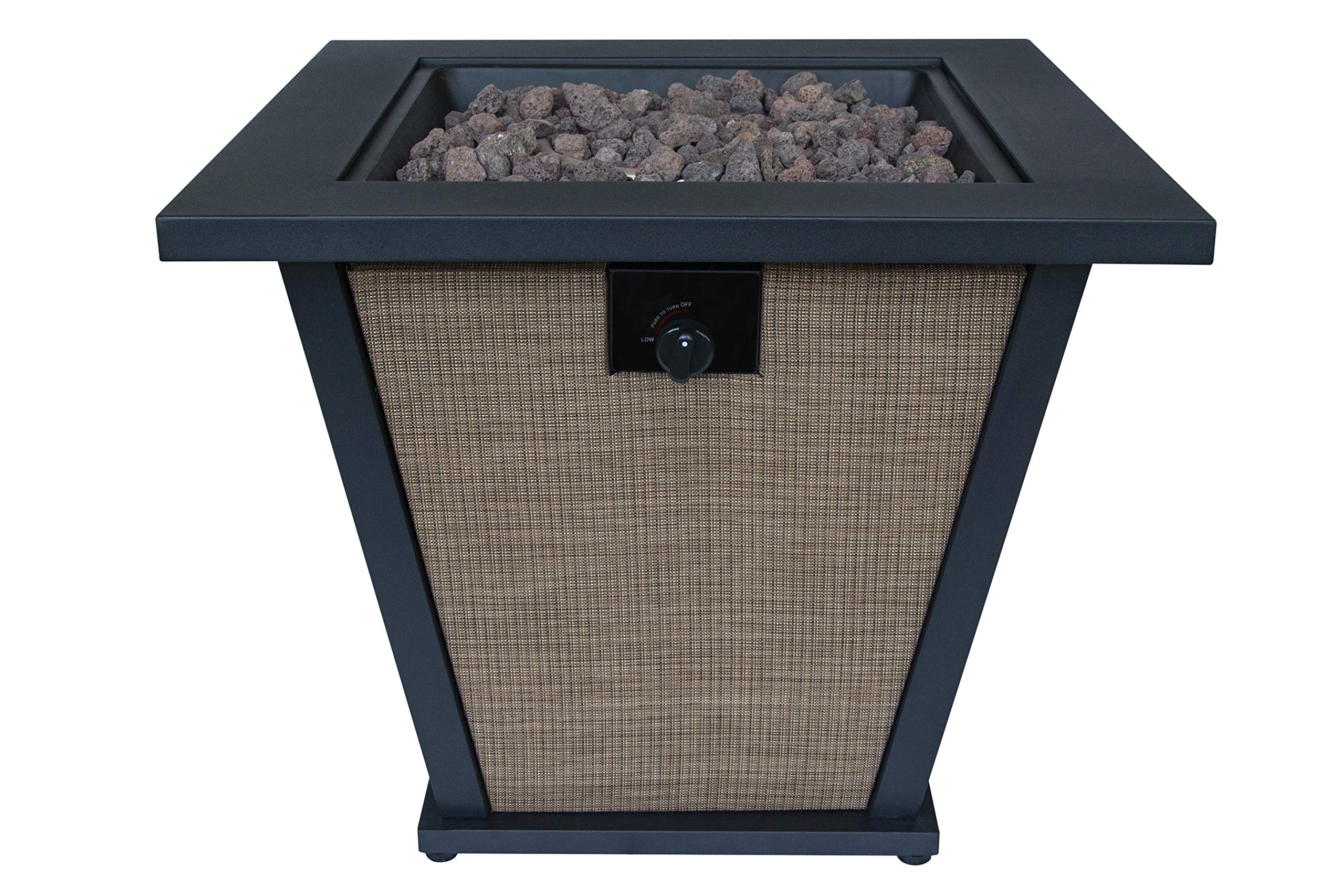 Bond Manufacturing 52137 Brently 28" Square 50,000 BTU Gas Fire Pit Table, Black/Tan