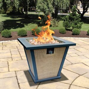 Bond Manufacturing 52137 Brently 28" Square 50,000 BTU Gas Fire Pit Table, Black/Tan