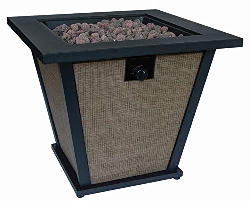 Bond Manufacturing 52137 Brently 28" Square 50,000 BTU Gas Fire Pit Table, Black/Tan