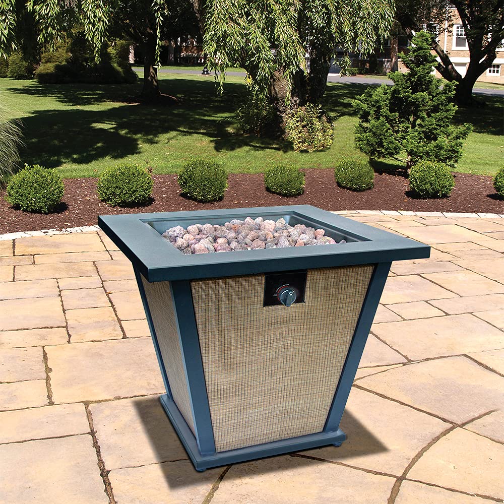 Bond Manufacturing 52137 Brently 28" Square 50,000 BTU Gas Fire Pit Table, Black/Tan