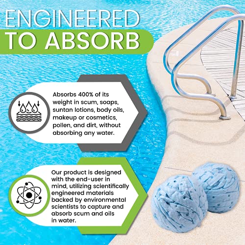 Scum and Oil Absorbing Mesh Super Balls - Absorbs Scum from Pools, Spas and Hot Tubs - 2 Pack