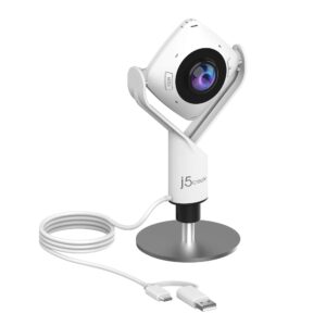 j5create 360 degree all around meeting webcam - 1080p hd video conference camera with high fidelity microphone, usb-c | for video conferencing, online classes, and collaboration (jvcu360)