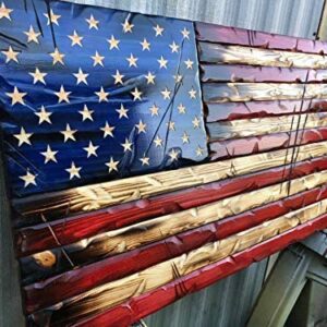 Handmade Rustic Wooden "Battle Tested" American Flag.