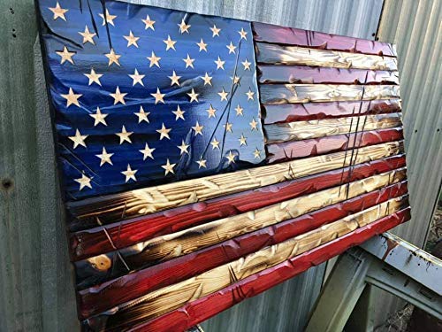 Handmade Rustic Wooden "Battle Tested" American Flag.