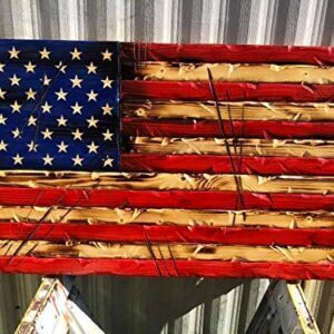 Handmade Rustic Wooden "Battle Tested" American Flag.