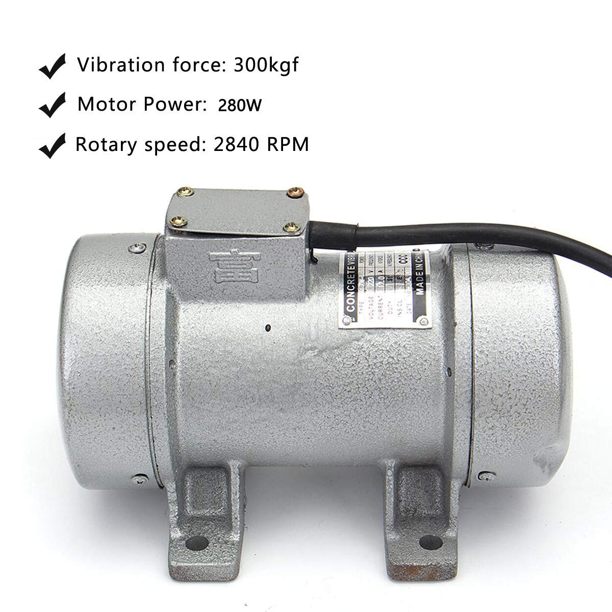 MYOYAY Concrete Vibrator Motor 280W Electric Concrete Vibrating Shaker Table Vibrator Motor Heavy Duty Machine 110V 60HZ 2840RPM 300KGF