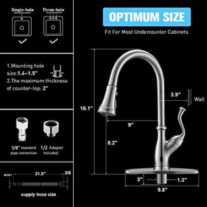 APPASO Touchless Kitchen Faucet, Motion Sensing Activated Hands-Free Kitchen Faucet with Pull Down Sprayer, Single Handle Smart Hands-free Stainless Steel Brushed Nickel, Easy to Install & Spot Resist