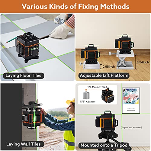 16 Lines Laser Level with Target Plate, Elikliv 4d 360 Self-Leveling Laser Level, Green Beam Laser Level Horizontal Vertical with 2 Rechargeable Battery for Home Improvement Layout Work