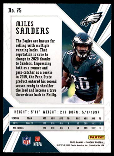 Football NFL 2020 Panini Phoenix Fire Burst #75 Miles Sanders Eagles