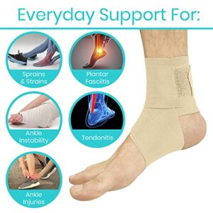 Vive Ankle Wrap (2 Pack) - Strap Heel Brace Stabilizer For Sprained Foot - Breathable, Soft, Firm Compression Sport Sleeve For Swelling - Adjustable Nonslip Elastic Support For Tendonitis (Women, Men)