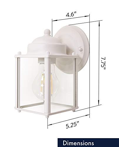 CORAMDEO Outdoor Square Coach Light for Porch, Patio, Deck, Barn, Wet Location, E26 Medium Base Socket, Durable Nickel Finish & Clear Glass