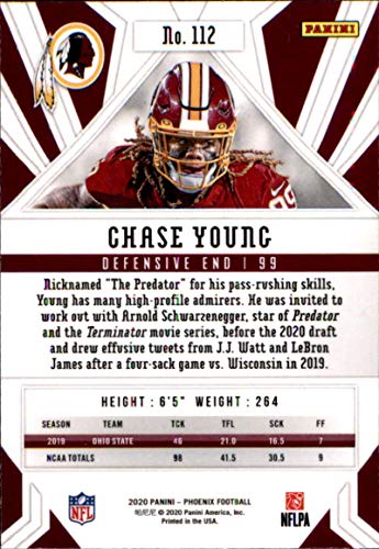 2020 Panini Phoenix Fire Burst #112 Chase Young Washington Football Team Rookie Football Card