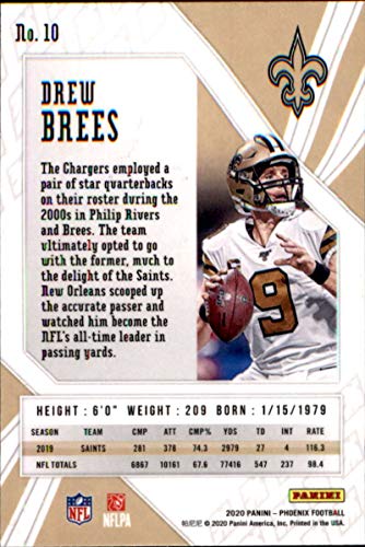 2020 Panini Phoenix Fire Burst #10 Drew Brees New Orleans Saints Football Card