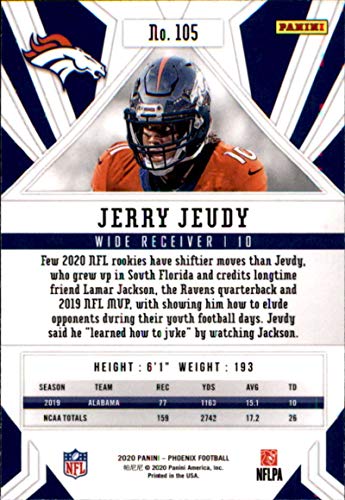 2020 Panini Phoenix Fire Burst #105 Jerry Jeudy Denver Broncos Rookie Football Card