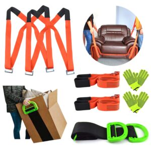 moving straps lifting system kit moving strap with non-slip silicone for 2-person and widen handle lifting straps for 1-person for house-moving, furniture, appliances, boxes, heavy objects moving