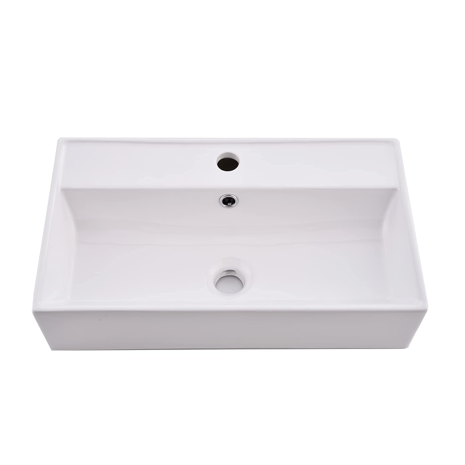 SHACO Contemporary 21" X 12" Porcelain Ceramic Wall Mounted Bathroom Vessel Sink, Rectangular One Hole Bowl Laundry Half Bath Small Bathroom Sink