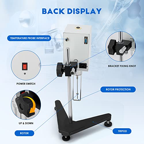 CGOLDENWALL NDJ-5S Rotary Visometer Digital Rotational Viscosity Meter Lab Viscometers 110-240V 1-100,000mPa.s Accuracy:±3.0% (With 0# rotor)