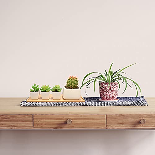 YCDC Mini Rectangular Bamboo Tray, 12x4x0.39 Inch, Suitable for Decor, Planters, and Drainage