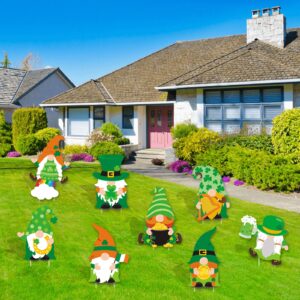 huray rayho st. patrick's day yard sign decorations set of 8 irish shamrock leprechaun gnome yard sign saint patty's day outdoor lawn decor with stakes large hiolday porch garden patio decor