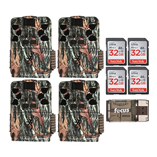 Browning Trail Cameras 24MP Dual Lens Recon Force Patriot Trail Camera (4-Pack) with 32GB SD Cards and Reader (