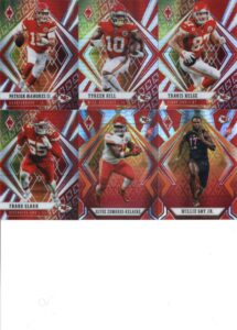 2020 phoenix fire burst kansas city chiefs team set of 6 cards: patrick mahomes ii(#45), tyreek hill(#46), travis kelce(#47), frank clark(#48), clyde edwards-helaire(#121), willie gay jr.(#170)