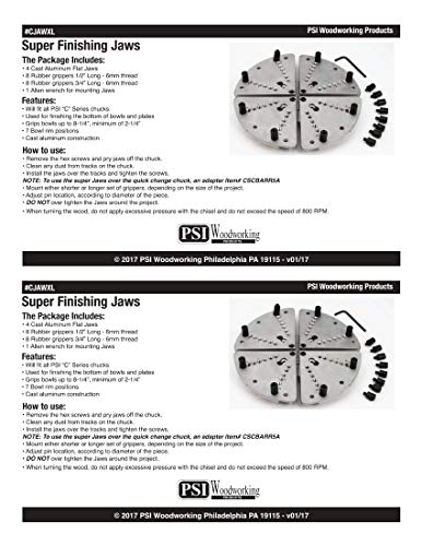 PSI Woodworking CJAWXL 8-1/4" Flat Jaws for PSI C-Series Lathe Woodturning Chucks