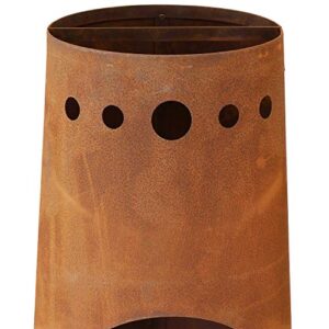 Sunnydaze Sante Fe 50-Inch Rustic Heavy-Duty Steel Chiminea with Rust Patina Finish - Wood Grate Included