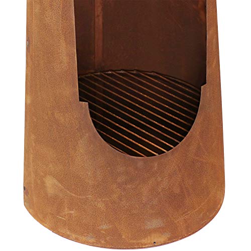 Sunnydaze Sante Fe 50-Inch Rustic Heavy-Duty Steel Chiminea with Rust Patina Finish - Wood Grate Included