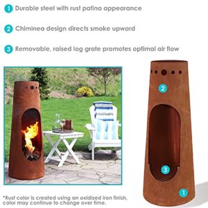 Sunnydaze Sante Fe 50-Inch Rustic Heavy-Duty Steel Chiminea with Rust Patina Finish - Wood Grate Included