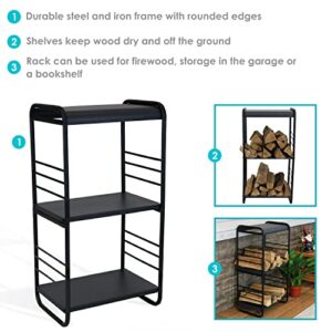 Sunnydaze Modern Rounded Edge Iron and Steel Log Rack - Outdoor and Indoor Firewood Storage - Ideal for Garage, Shed and Porch - Fireplace and Fire Pit Accessory - 36-Inch